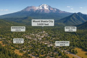 Is Mount Shasta City located at a high elevation compared to major ...